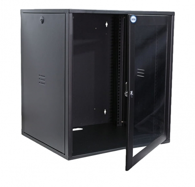 Mini Rack 16U x 350 mm Parede 19 Fechado Com Porta em Policarbonato