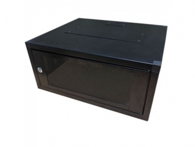 Mini Rack 4U x 450 mm Parede 19 Fechado Com Porta em Policarbonato